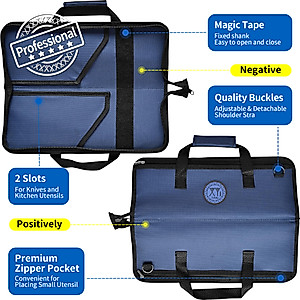 XYJ Chef Knife Bag (8 slots) Holds 8pcs Knives Black Canvas Roll Bags Portable Storage Carry Bag For Kitchen Knife Tools Portable Knife Holder (Knives Not Included)