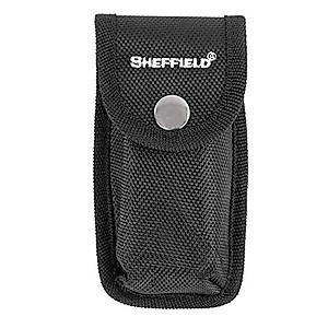 Sheffield 12176 Warren 10-in-1 Multi Tool with Carabiner | Folding Pocket Knife, Screwdrivers, Saw, Wire Cutters & More in One Multifunction Tool| Easy Open | for Hiking, Fishing, Camping + | Sheath,Black