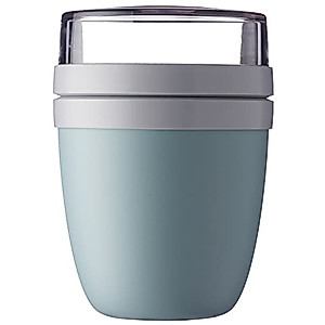 Mepal, Lunchpot with 2 Interchangeable Lids, a Detachable Small Storage Container for Nuts or Fruit, Portable, BPA Free, Nordic Denim, 4 inch Diameter, 1 Count