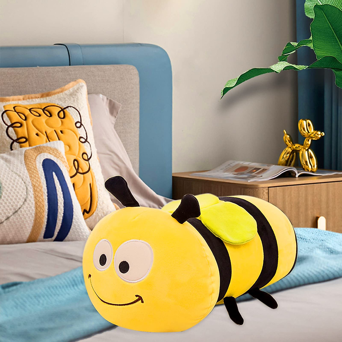 CHELEI2019 17.7" Bee Stuffed Animal,Soft Yellow Bumble Bee Hug Pillow Plush Doll,Gift for Kids