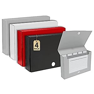 1InTheOffice Index Card Holder 3x5, Index Card Case, Assorted Colors, Holds 100 3x5 Card, (4 Pack)