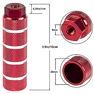 KINSPORY 4PCS Bike Pegs for 3/8 inch Axles, Aluminum Alloy Anti-Skid BMX Bicycle Pegs for Mountain Bike Backseats Stands Cycling Rear Stunt Pegs (Red, Stripe)
