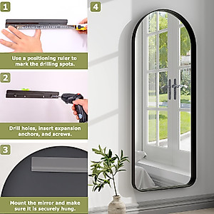 XRAMFY 65"x22" Arched Full Length Mirror, Black Metal Framed Bathroom Floor Mirror,Wall Mirror,Leaning Hanging for Home and Living Room