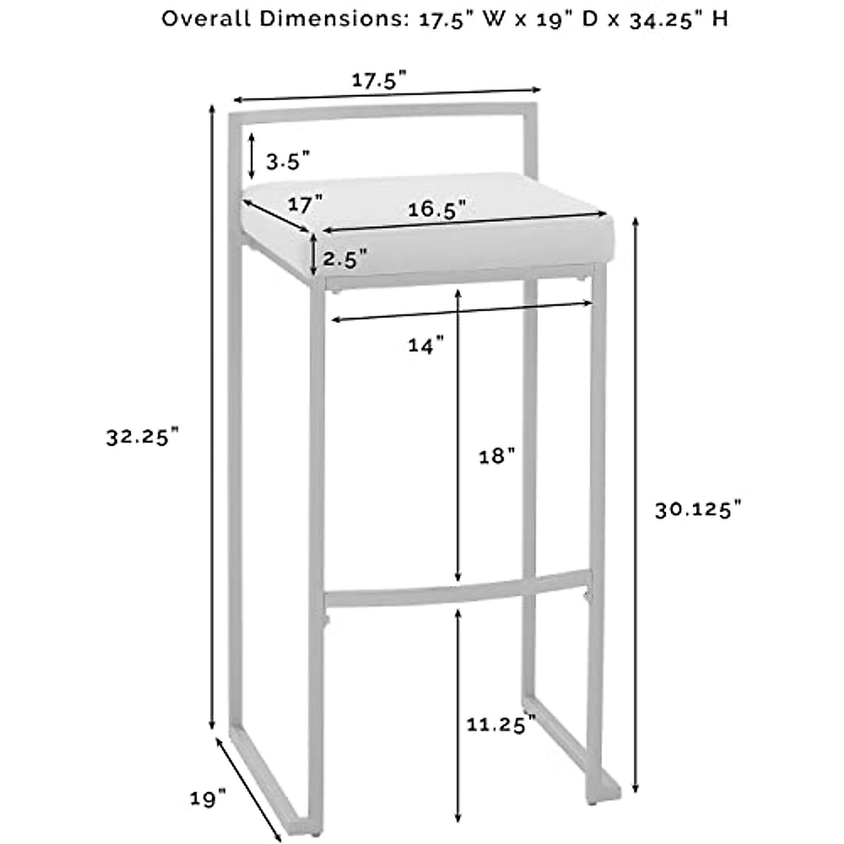 Crosley Furniture Harlowe Bar Stool, Set of 2, Creme and Gold