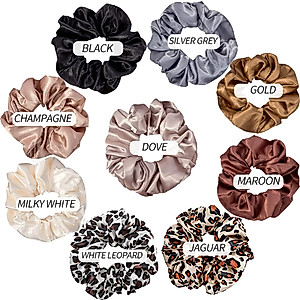 VAGA Cute Scrunchies For Hair 6 Colors Set, Our Hair Scrunchies Hair Elastics Ponytail Holder Pack of scrubchies are Softer Then Hair Ties, A Satin Scrunchie sruchies, Do not Pull Or Snag Thick Hair