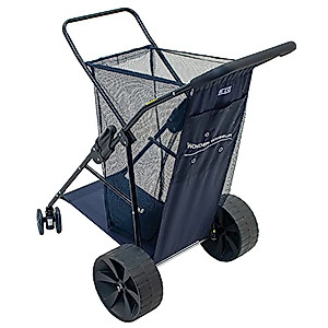 Rio Beach Wonder Wheeler II Wide Utility, Lawn, and Beach Cart, Navy