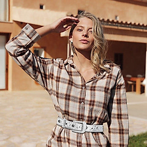 OVOY Womens Rhinestones Studded Belts Bling Big Diamond Cowgirl Cowboy Waist Belt for Jeans Dresses Fit for 27"-39"