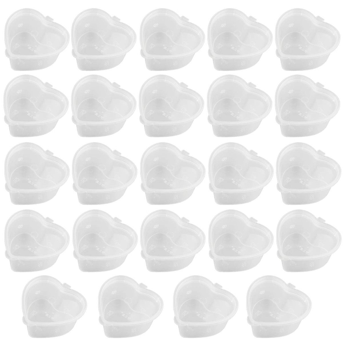 24 Pieces 2.4 oz Heart Shaped Slime Storage Containers Transparent Small Plastic Box with Hinged Lids