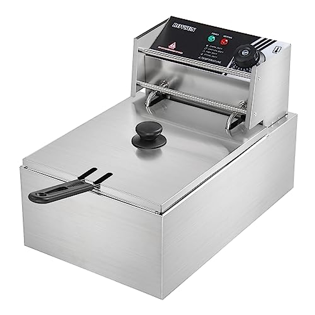 ROVSUN 11.4QT Electric Deep Fryer w/Basket & Lid, Countertop Kitchen Frying Machine, Temperature Adjustable Stainless Steel French Fryer for French Fries, Donuts, 2.5KW 60Hz 110V