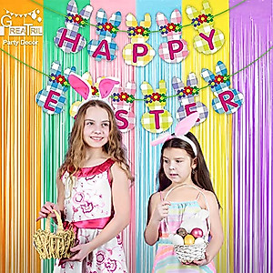 Pastel Rainbow Tinsel Curtain Party Backdrop - GREATRIL Pastel Color Foil Fringe Curtain Photo Booth Streamers for Birthday Easter Spring Baby Bride Shower Ice Cream Unicorn Girls Party Decorations