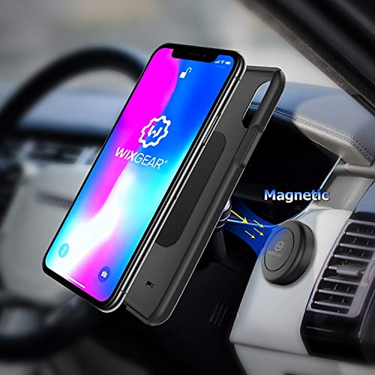 WixGear Universal Flat Stick On (2 Pack) Dashboard Magnetic Car Mount Holder for Cell Phones and Mini Tablets with Fast Swift-Snap Technology - Extra Slim