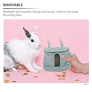 LUOZZY Rabbit Hay Feeder Bag Hanging Guinea Pig Hay Feeder Storage Hanging Hay Feeding Bag for Small Animal Supplies (Blue)