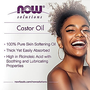 NOW Solutions, Castor Oil, 100% Pure Versatile Skin Care, Multi-Purpose Skin Softener, 4-Ounce