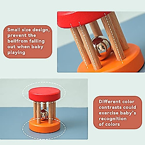 Promise Babe Natural Infant Gym Organic Wooden Rattle Wooden Bells Rattles Nursing Shower Gifts Waldorf Toys Red