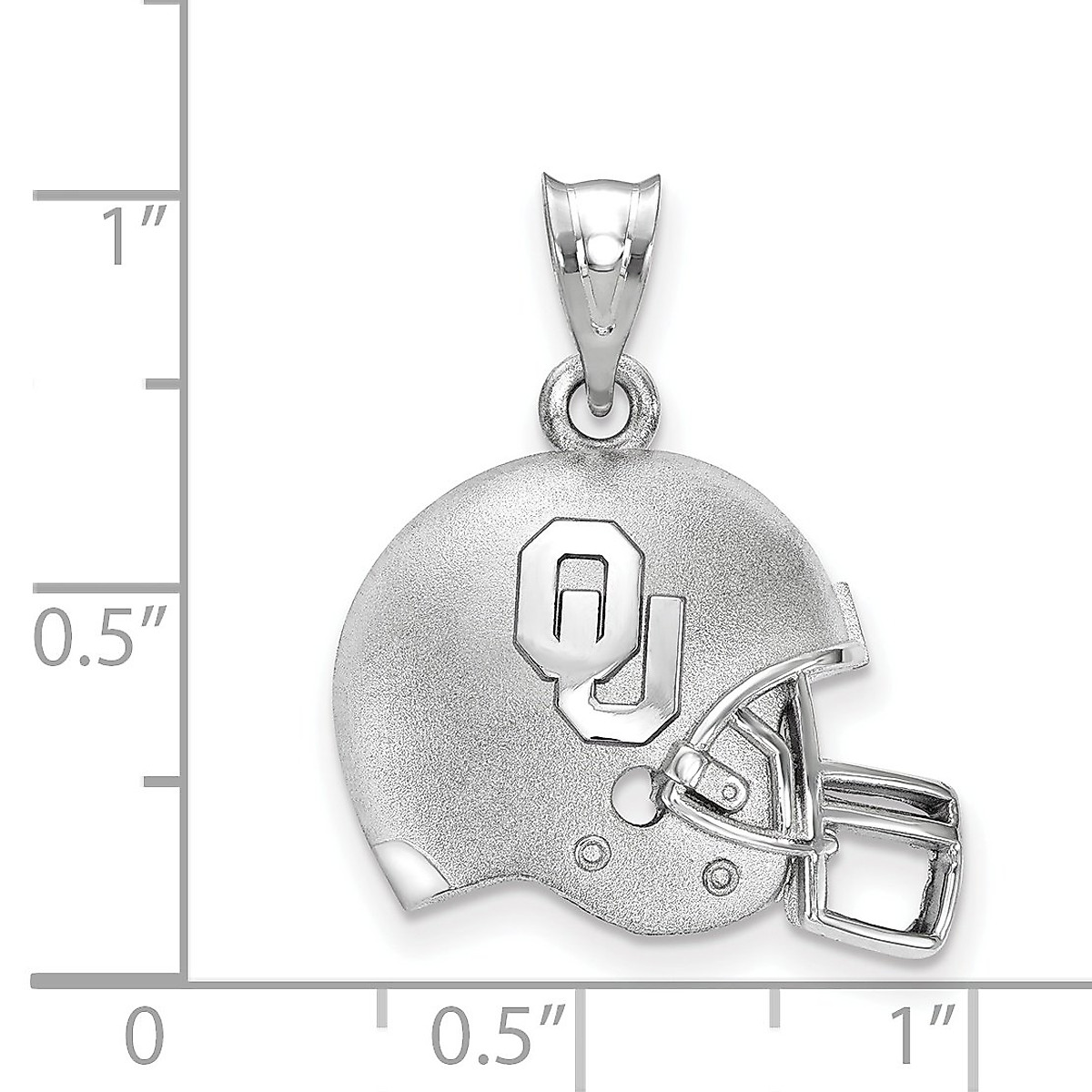 Jewelry Stores Network University of Oklahoma Sooners School Letters on Football Helmet Pendant in Sterling Silver 16 mm x 20 mm