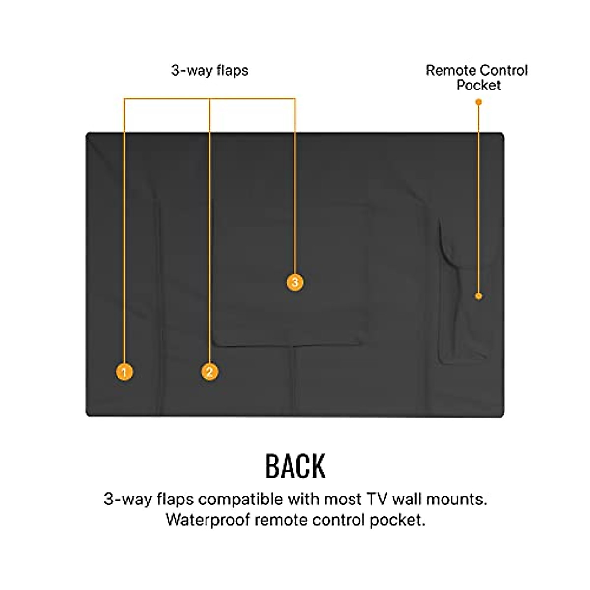 KHOMO GEAR Outdoor TV Cover - Panther Series - Universal Weatherproof Protector for 60 - 65 Inch TV - Fits Most Mounts & Brackets, Black