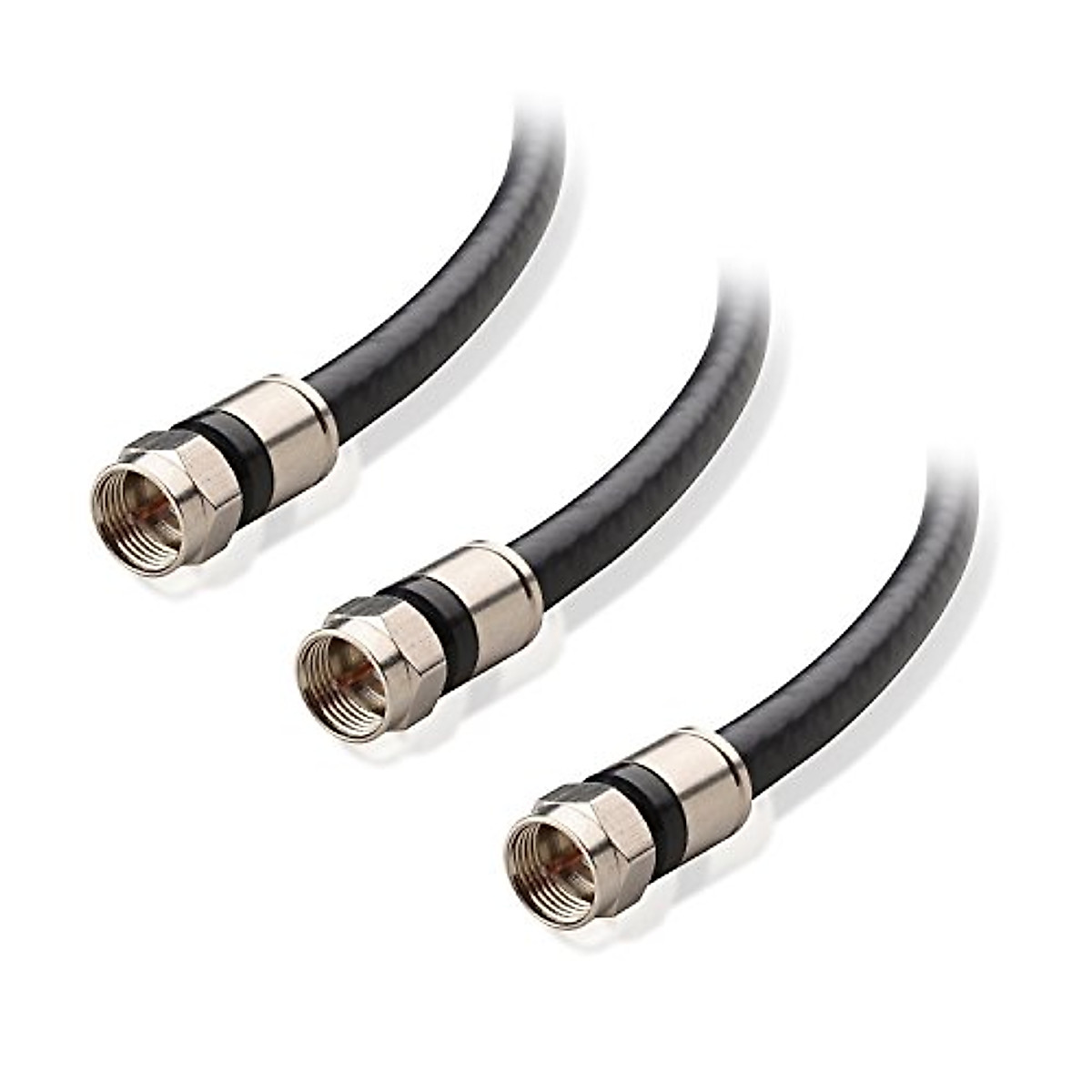 Cable Matters 3-Pack CL2 in-Wall Rated (CM) Quad Shielded Coaxial Cable 3 ft (RG6 Cable, Coax Cable) in Black