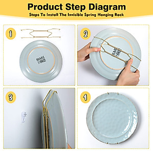 36 Pieces Plate Hangers 6/8/10 Inch Wall Plate Holder Stainless Steel Platter Wall Hanger Invisible Decorative Wire Plate Hangers Holders with 36 Pcs Wall Hooks 144 Pcs Tip Protectors for Antique Art