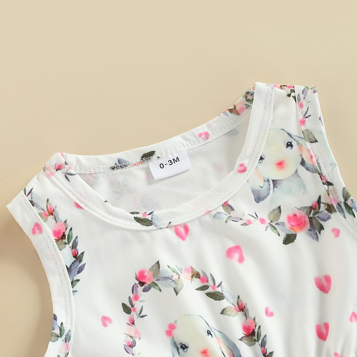 Dcohmch Easter One-Piece Outfits Newborn Baby Girl Sleeveless Cute Rabbit Printed Romper Bodysuit Bunny Print Clothes 0-12M