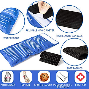Gel Ice Packs for Injuries- Adjustable Wrap for Pain Relief Ice Pack+Heat Pack ， Non-Toxic Smooth Reusable, Support Rehabilitation, Flexible Therapy - Shoulder, Back, Knee, Neck, Ankle, Jaw & More,