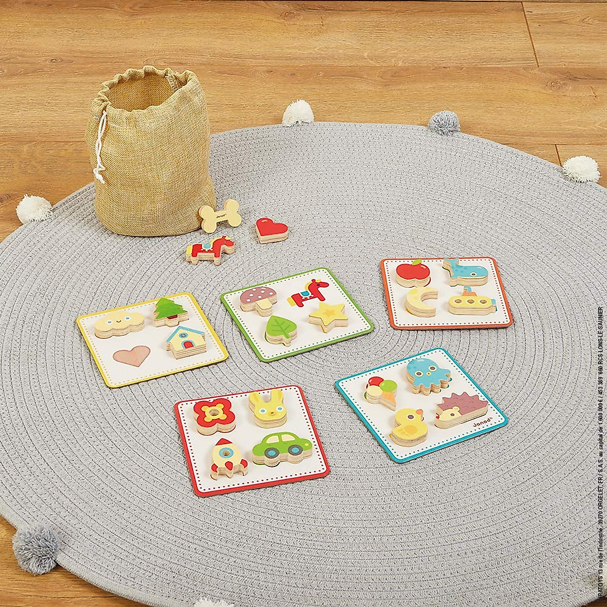 Janod Memory Touch Recognition Game - 21 Wooden Pieces - Ages 3+ - J05318