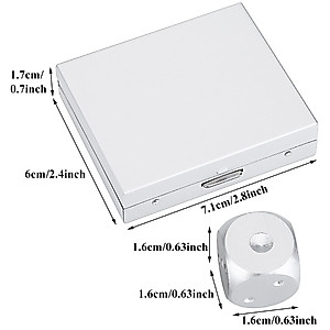 Precision Aluminum Alloy Dice Solid Metal Dice Set Table Game Dice Poker Games Dices Set with Case 5Pcs (Silver Square Box) Dice Set 6 Sided Aluminum Dice