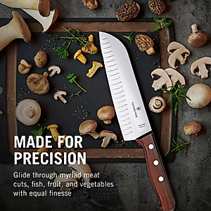 Victorinox 6.7-Inch Wood Santoku Knife with Fluted Edge