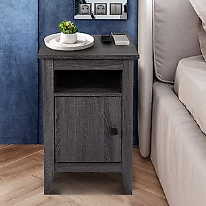 Nightstand with one-Door Storage Cabinet and Open Shelf