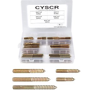 50pcs 8x30/40/50/60/70/80MM Dowel Screw Zinc Plated Iron Double Ended Screw Self Tapping Furniture Screw
