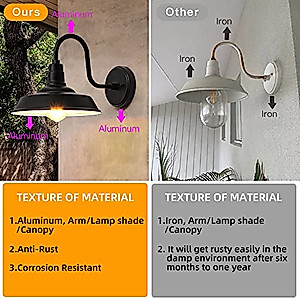 Double century 10" Barn Lights Outdoor, Gooseneck Exterior Lighting Fixture, Porch Light Wall Mount, Aluminum Garage Light, Farmhouse Outdoor Wall Light for House, Enterway