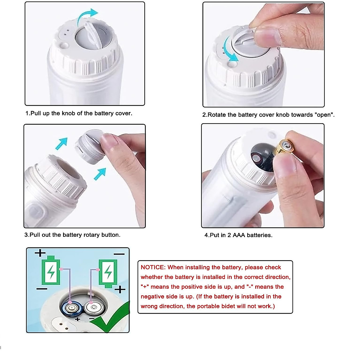 [2nd Generation] Portable Travel Bidet by GUSTYLE, IPX6 Waterproof Electric Bidet Sprayer with Automatic Decompression Film and Nozzle 180 Degree Adjustment (140ml)