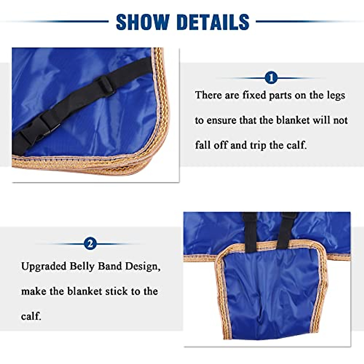 2 of Calf Blanket Winter Adjustable Calf Coat Waterproof Oxford Fabric with Belly Band for Farm Livestock