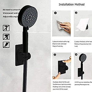 6 inch Shower Head with handheld, High Pressure 6" Rainfall Stainless Steel Shower Head/Handheld Shower with hose (Square, Matte Black)