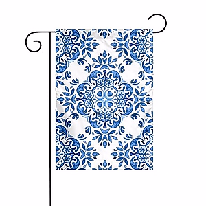 Portuguese ceramic ​tile Garden Flags 12x18 Double Sided Clearance For Outdoor Flag,Summer Garden Flag Funny Garden Flags For Outside All Seasons Front Porch Decor,Welcome Yard Flags For Outside
