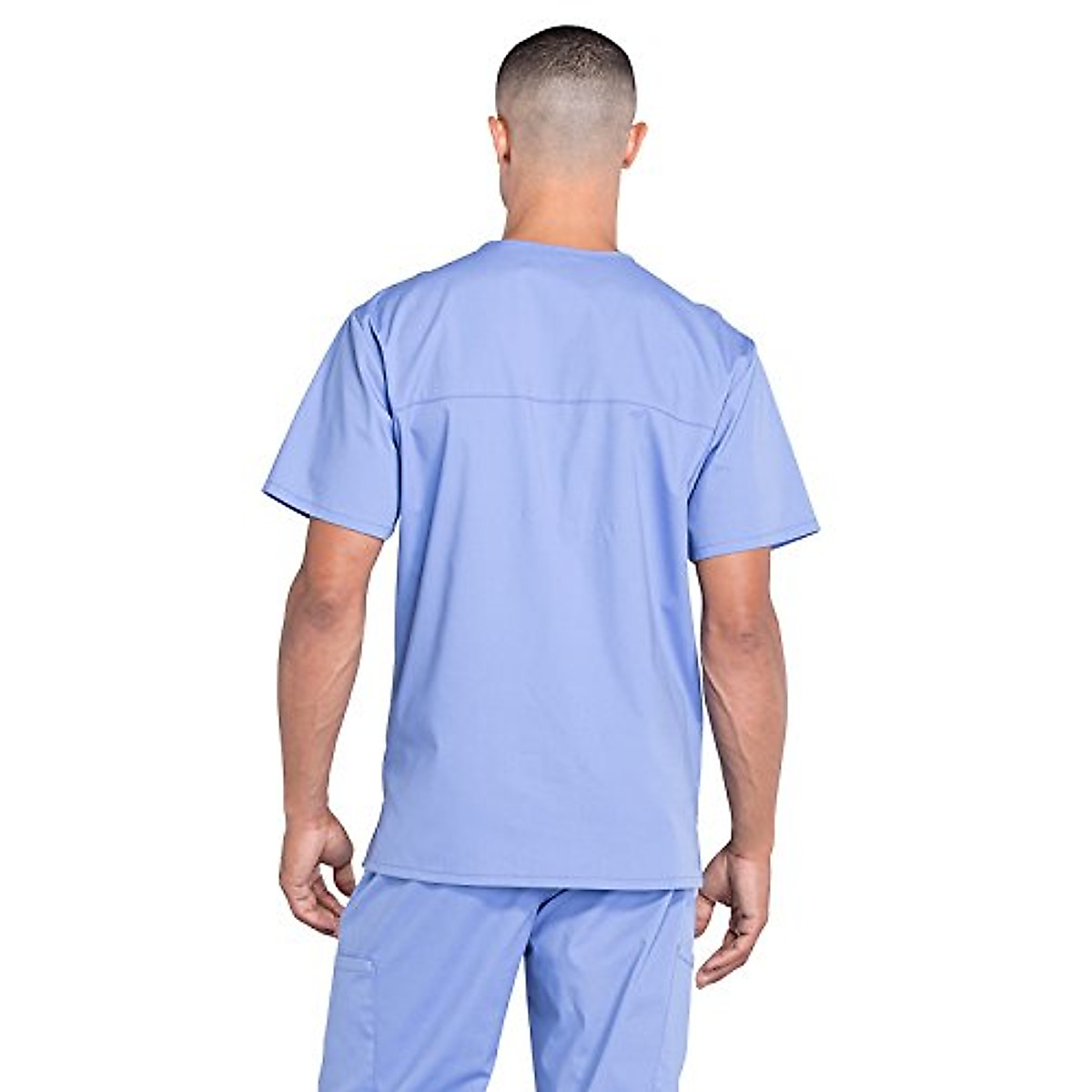 Cherokee Scrubs for Men Workwear Professionals V-Neck Four-Pocket Scrub Top WW695, XL, Ciel Blue