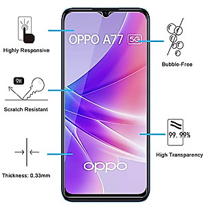 NEW'C [3 Pack] Designed for OPPO A77 5G, OPPO A57 4G, A57s Screen Protector Tempered Glass, Case Friendly Ultra Resistant