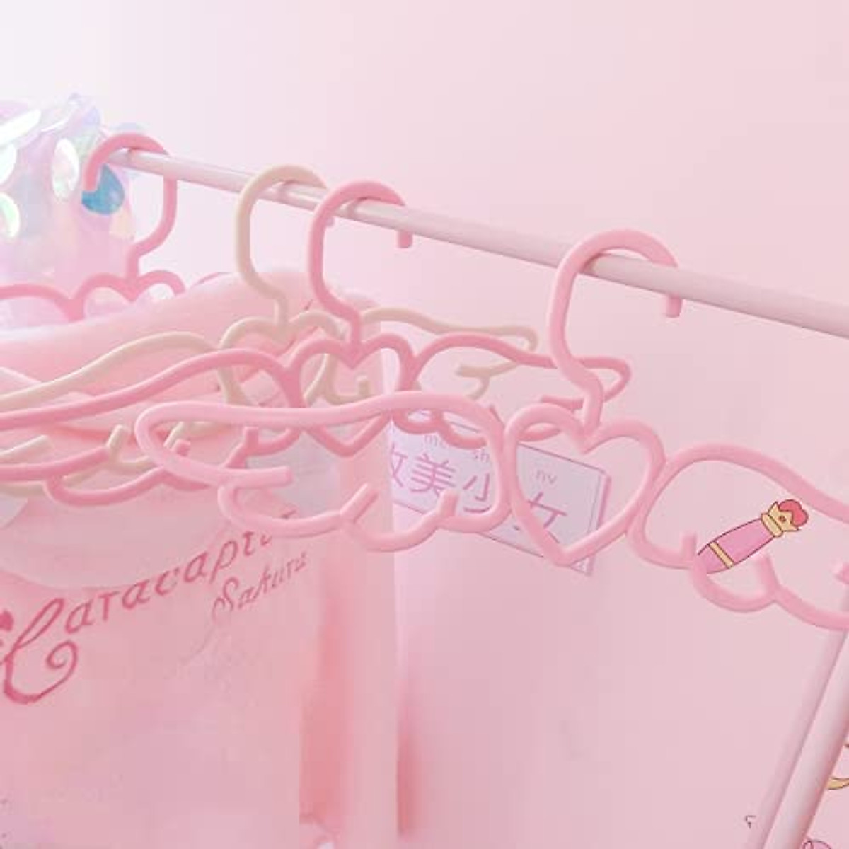 MBVBN 5Pcs Kawaii Clothes Hanger Kawaii Plastic Hangers Pink Clothes Hangers Kawaii Room Decor (5PCS Pink)