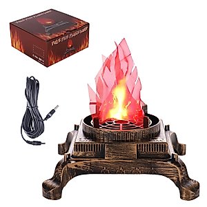 GULI Halloween 3W Prop LED Fake Fire Flame Effect Lamp Torch Night Light Artificial 3D Campfire Lamp for Christmas Festival Event Party Club Decor(6inches-Stand Led Flame Light)