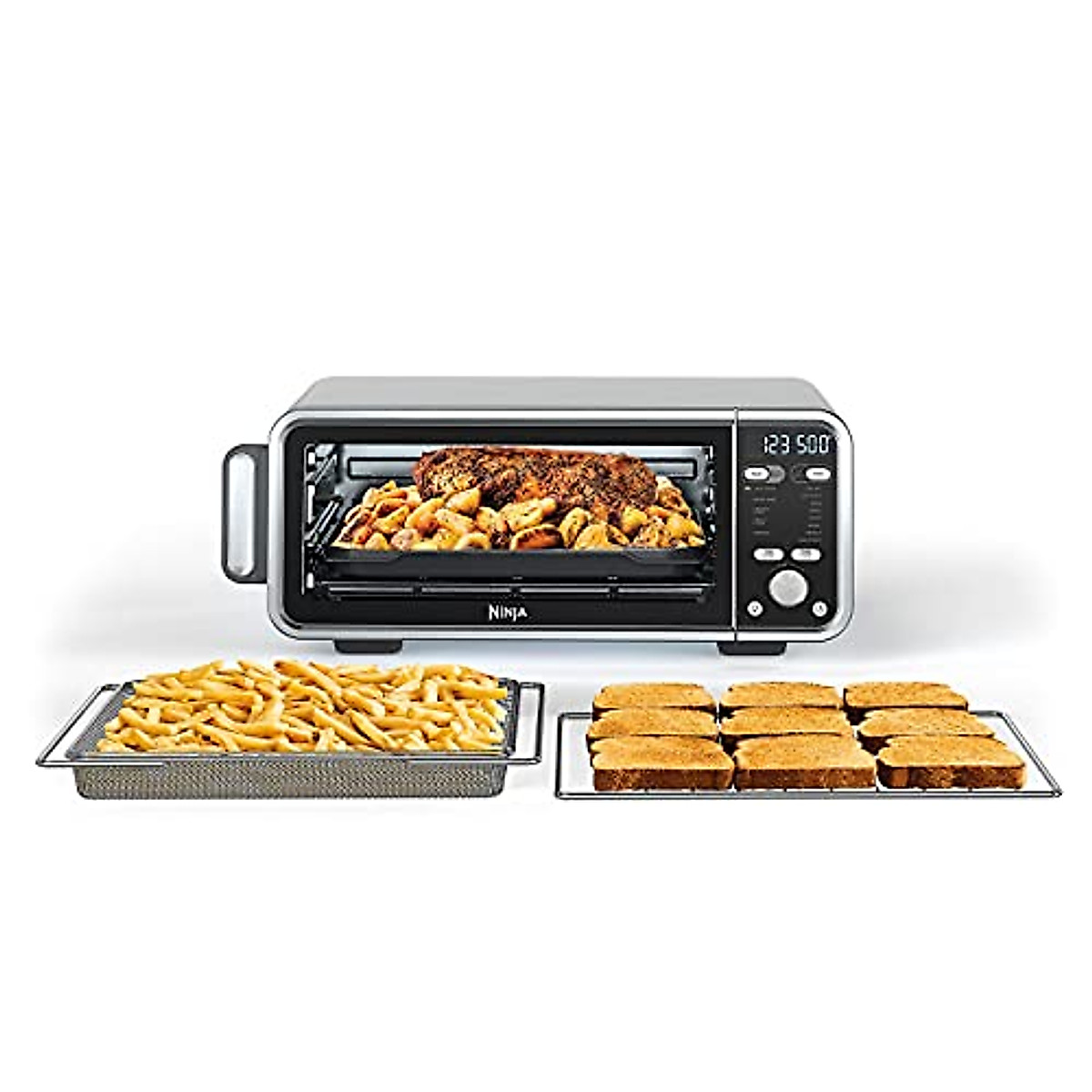 Ninja SP301 Dual Heat Air Fry Countertop 13-in-1 Oven with Extended Height, XL Capacity, Flip Up & Away Capability for Storage Space, Silver (RENEWED)