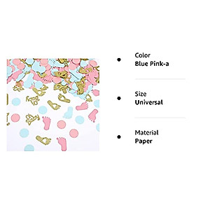 MARFOREVER 350 Pieces Gender Reveal Confetti Baby Shower Decoration Blue Pink Gold Oh Baby Round Footprints Gender Reveal Party Wedding Tabletop Paper Scraps