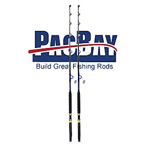 Xcaliber Marine Pair (2) Tournament Series 30-80lb Saltwater Trolling Rod w/Pac Bay Guides (Blue & Silver)
