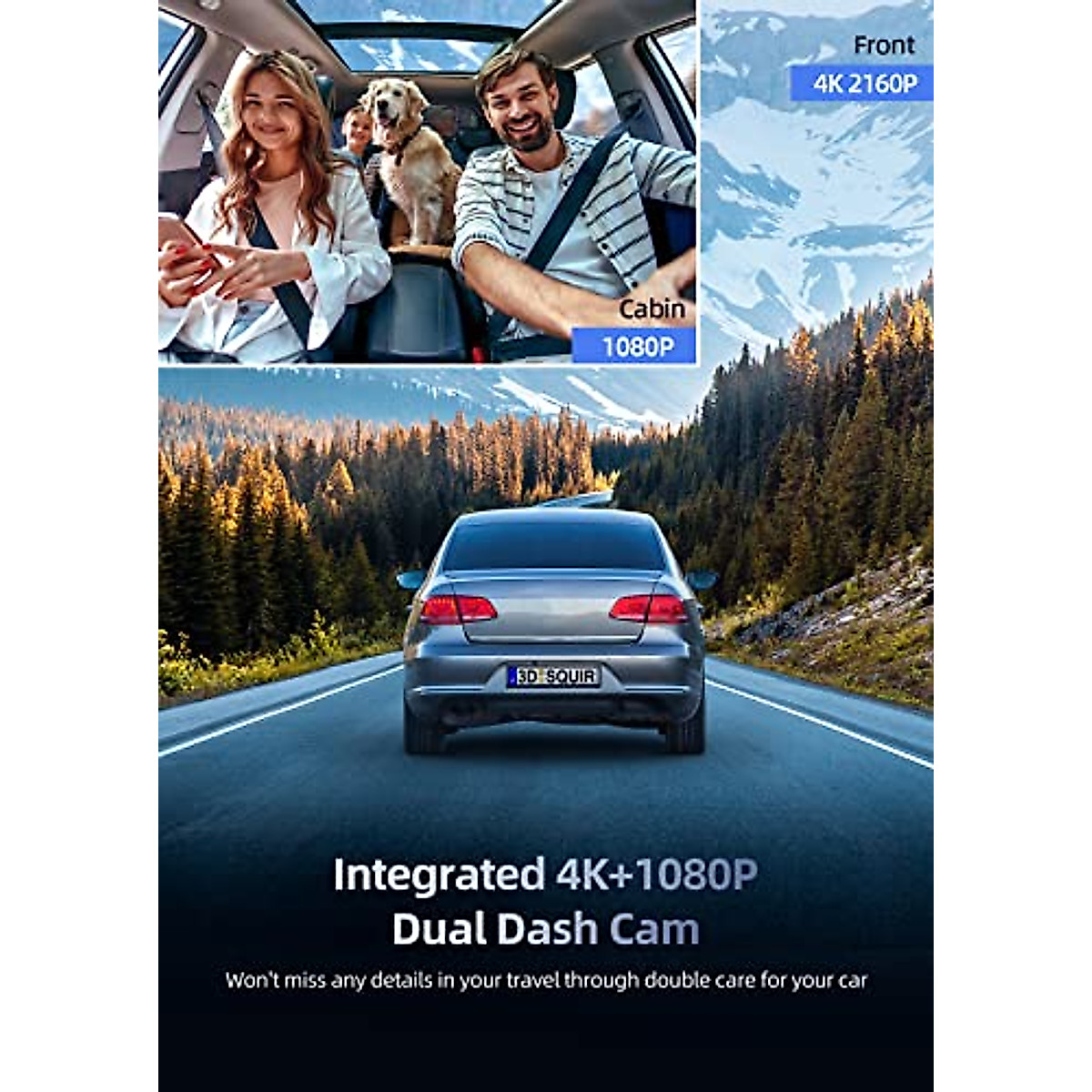 4K Dual Dash Cam Front and Inside, Veement Dash Car Camera with GPS, 2160P Front+1080P Inside Rear Camera for Cars, Sony Starvis Sensor, Infrared Night Vision, 24H Motion Detection Parking Mode