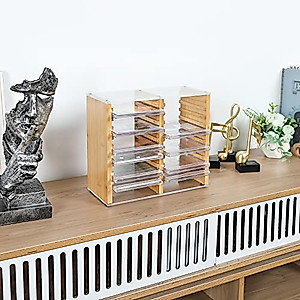 LUMAMU CD Storage Rack - Holds 20 Standard CD Jewel Cases, Stackable CD Holder Shelf - Made of Premium Natural Bamboo and Transparent Acrylic Sheet, Assemble Required