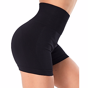 NORMOV Seamless Workout Shorts Women,High Waist Spandex Gym Shorts,Tummy Control Yoga Shorts(A,Black,M)