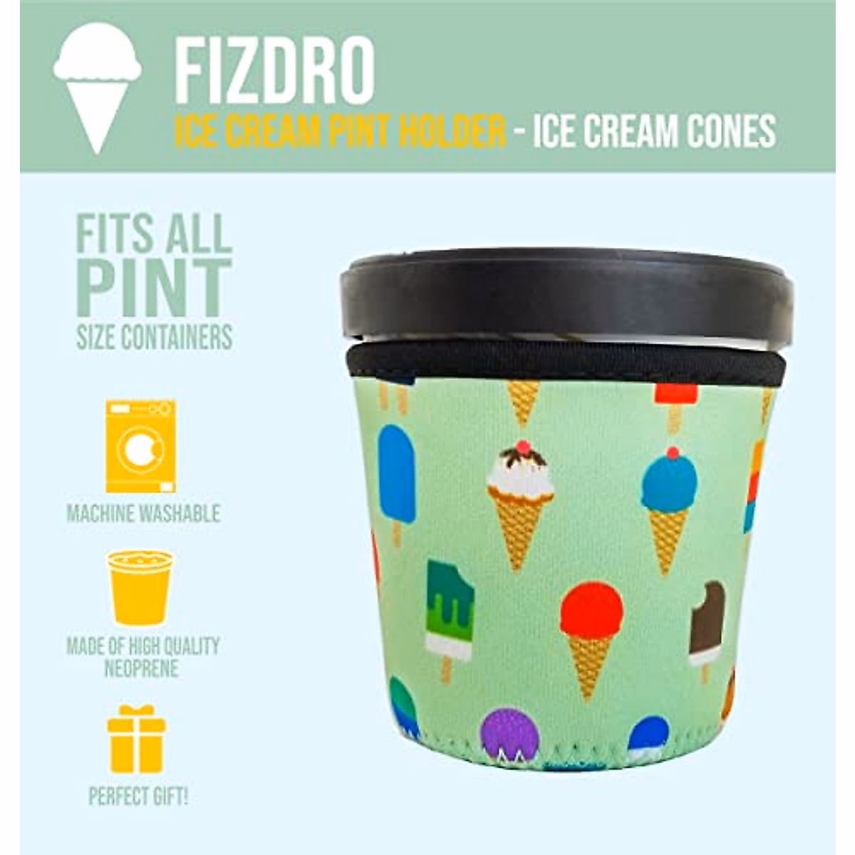 Fizdro Ice Cream Pint Holder - Ice Cream (2 Pack)