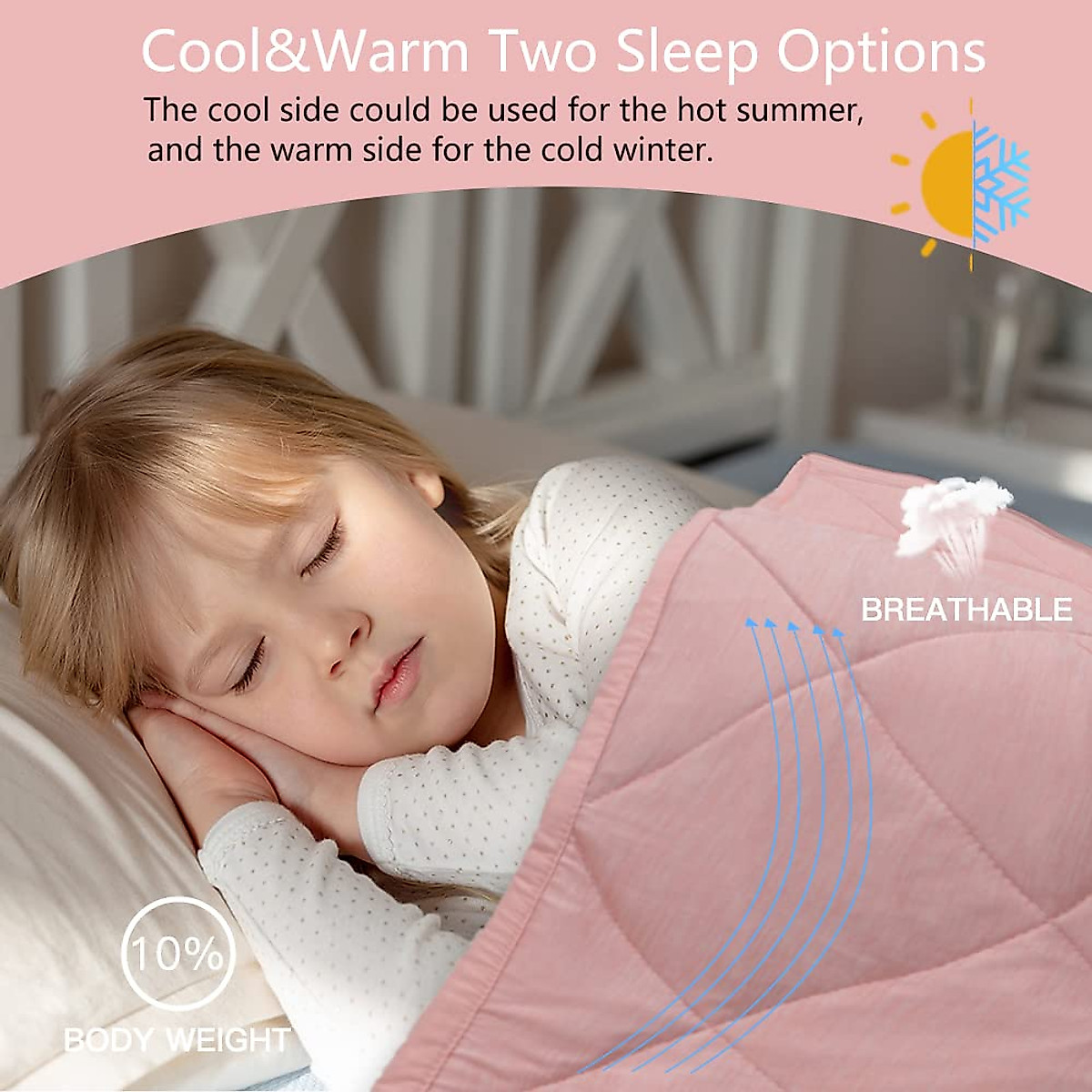 NexHome Weighted Blanket Kids 5lbs, 36x48 inches Toddler Heavy Blanket, Warming and Cooling Weighted Blanket for Boys and Girls, 100% Soft and Breathable Kids Weighted Blanket, Pink.