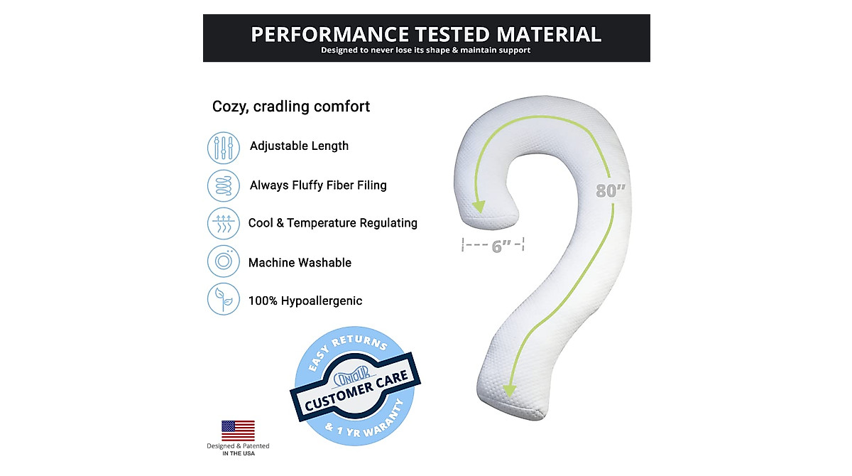 Contour Swan Body Pillow for Full Body Support & Spinal Alignment