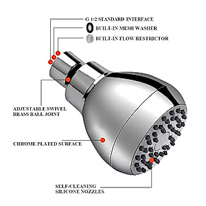 High Pressure Fixed Shower Head 3 Inch Saving Water Chrome Anti-leak Shower Head For Powerful Water Rain Easy Installation for Relaxing and Comfortable Shower Experience