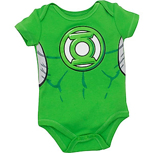 Warner Bros. Justice League Baby Boys' 5 Pack Superhero Bodysuits - Batman, Superman, The Flash, Aquaman and Green Lantern (6-9M)