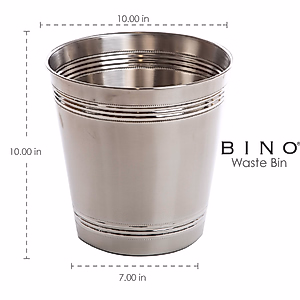 BINO Metal Waste Basket for Home, Office, Bathroom, Dorm, Kitchen and More - Trash Can Bin for Bedroom - Desk Trash Can - Room Trash Can - Home Essentials (Matte with Shiny Striped Rope)